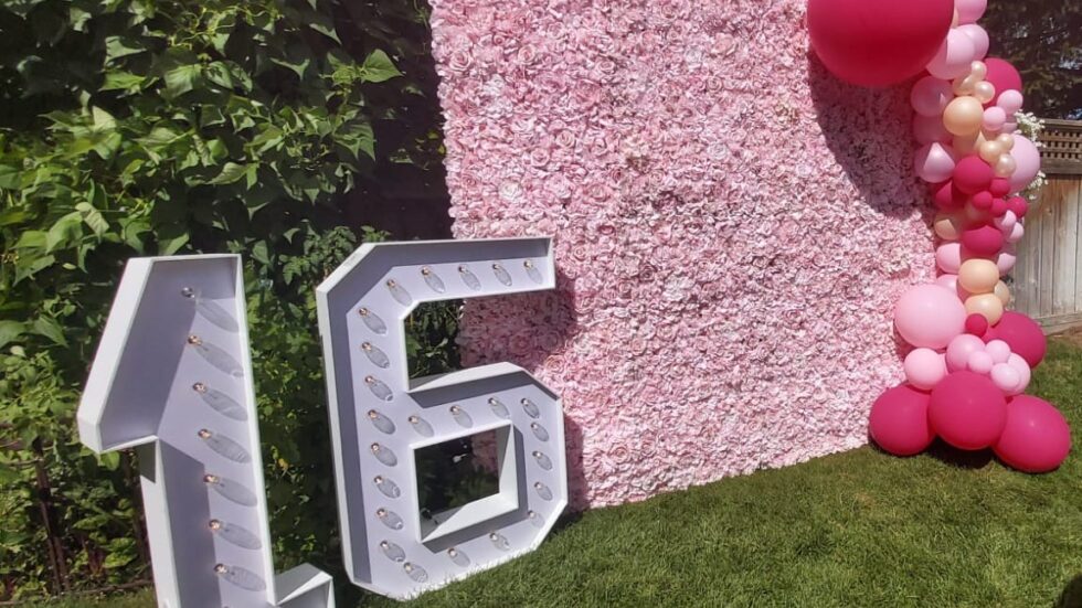 Waterloo Flower Wall Rental is Perfect | Marquee Lights