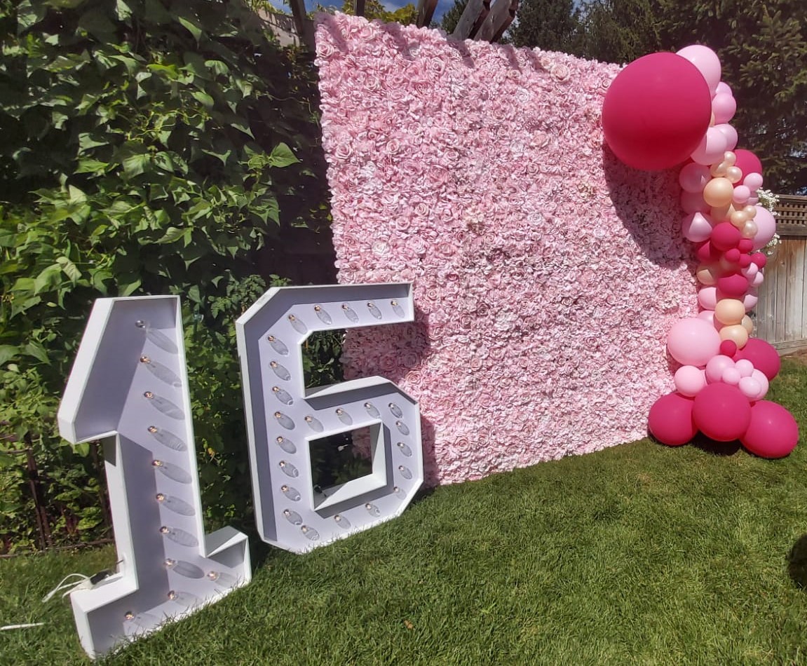 Waterloo Flower Wall Rental is Perfect | Marquee Lights